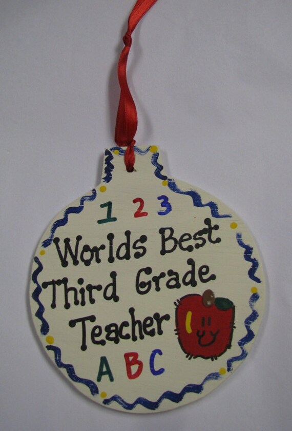 Teacher Gifts 9020TG Worlds Best Third Grade Teacher Ornament | Etsy