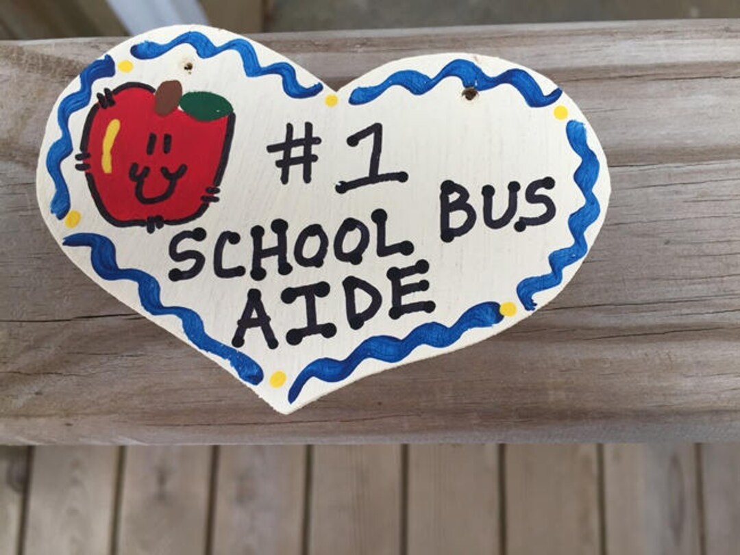 School Bus Aide Teacher Gifts Number One 815SBA School Bus Aide Heart ...