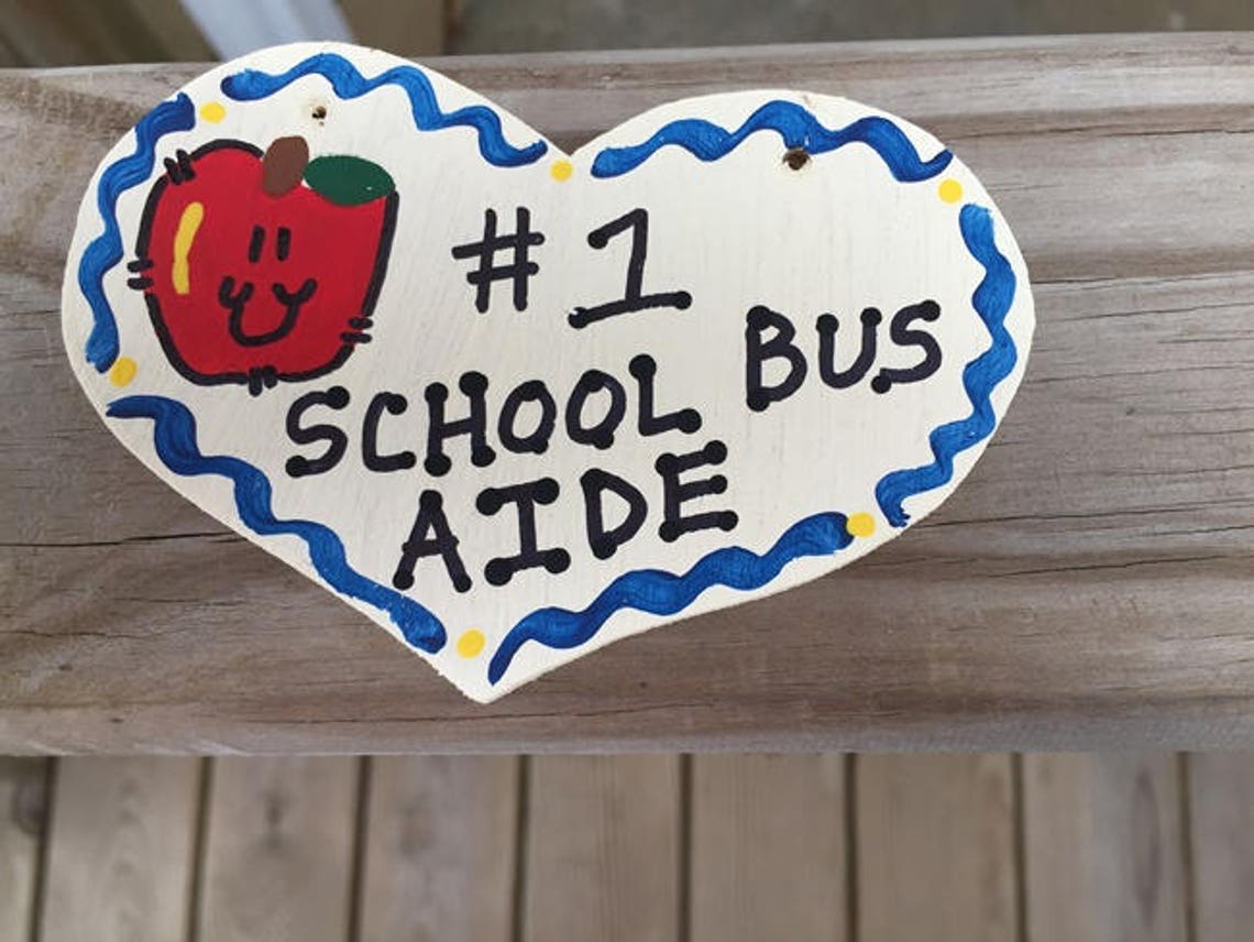 School Bus Aide Teacher Gifts Number One 815SBA School Bus Aide Heart ...