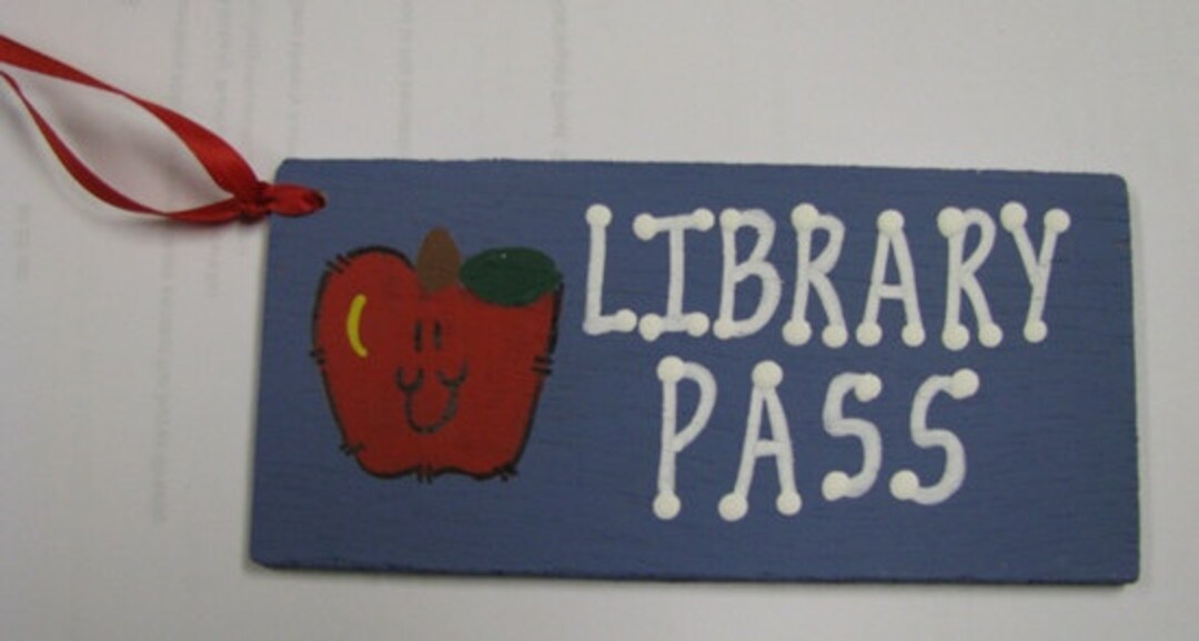 Teacher Gifts Library Pass W/apple - Etsy