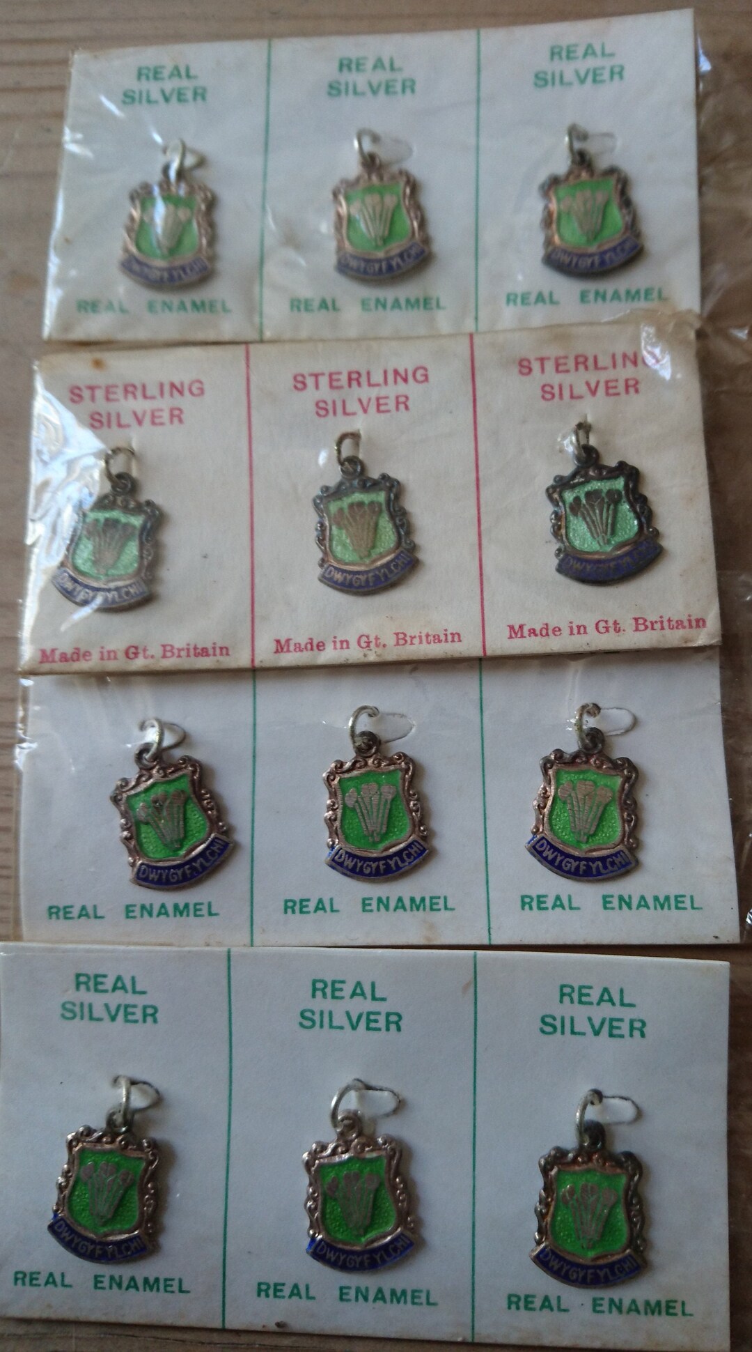 Lot of 12x Vintage Sterling Silver and Enamel Shield Charms - Etsy UK