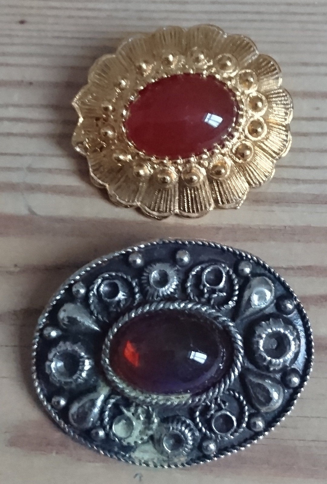 Two Vintage Glass Cabochon Brooches - Etsy Australia