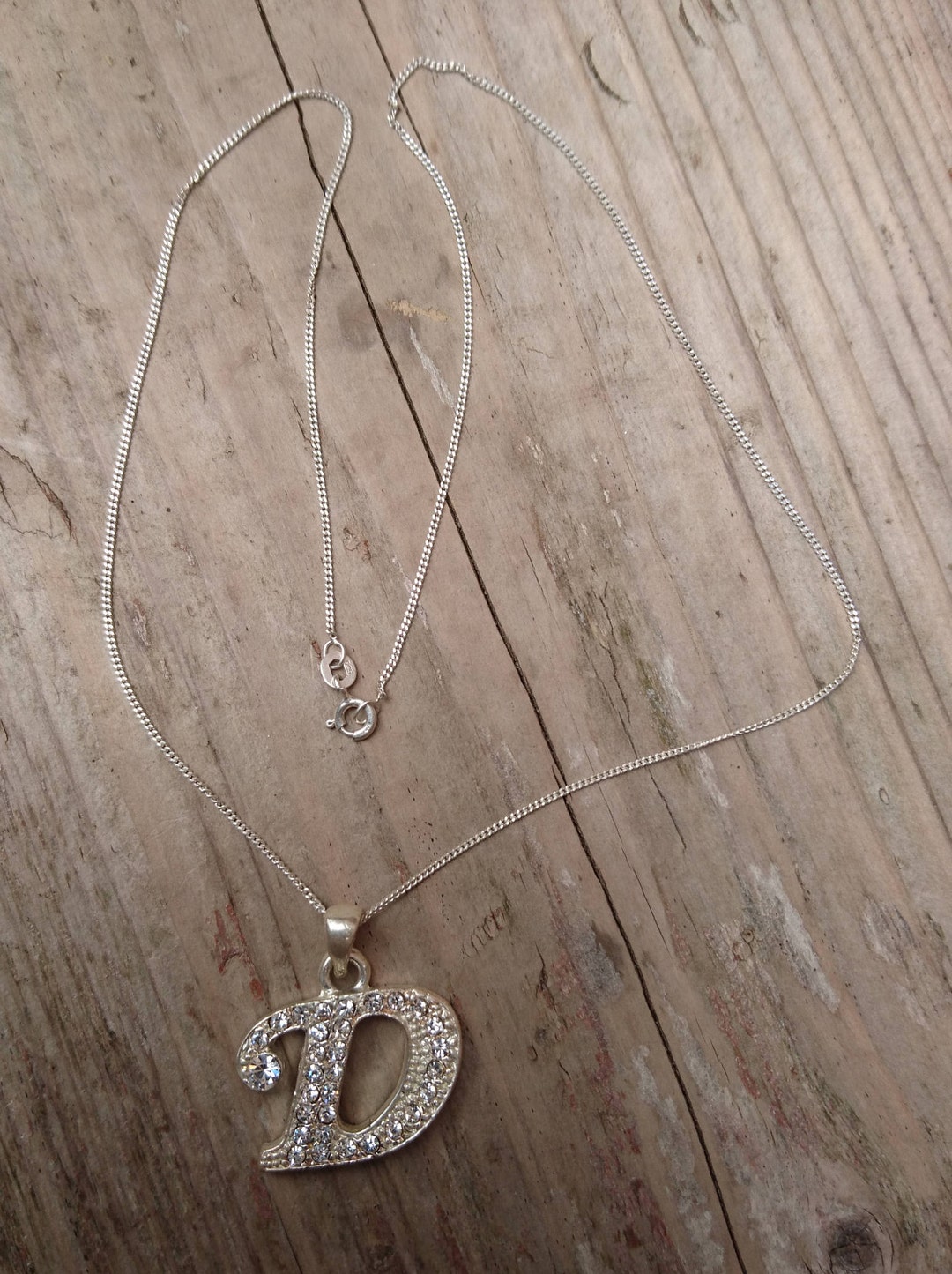 Vintage Rhinestone Letter D Pendant and Sterling Silver Chain - Etsy