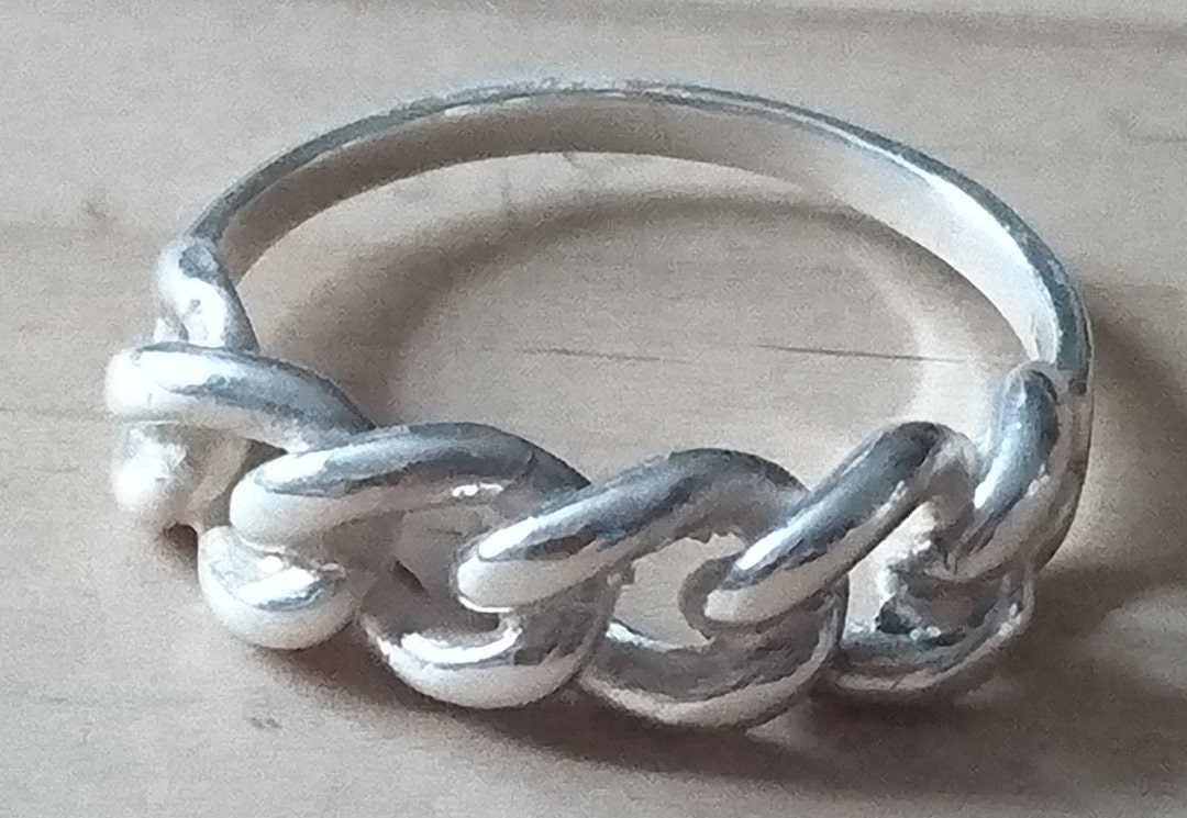 Vintage Sterling Silver Chain Design Ring - Etsy