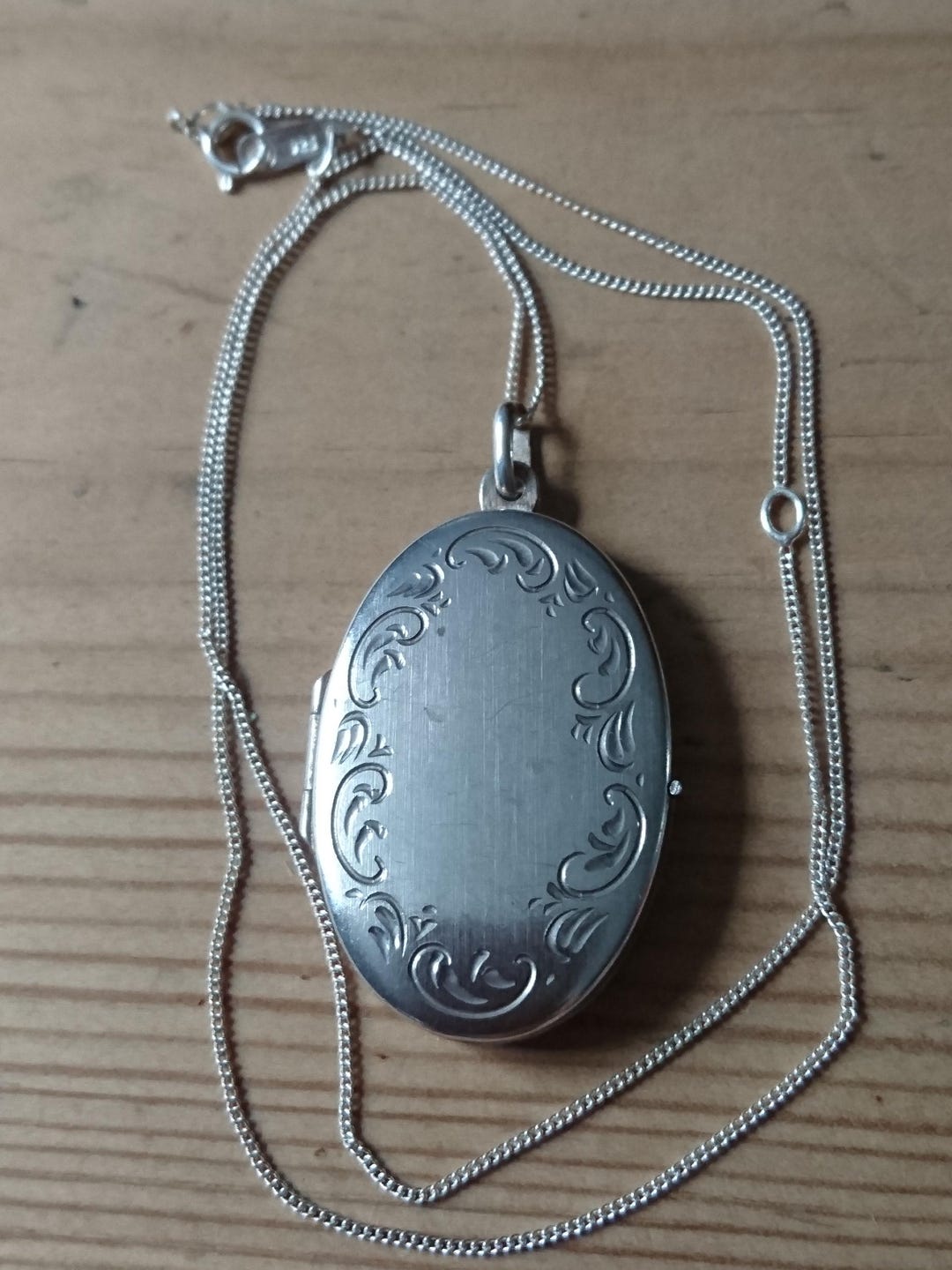 Vintage Large Sterling Silver Locket and Chain - Etsy