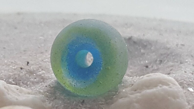 Blue Green Handmade Sea Glass Lampwork Bead, Beach Sand From Sanibel ...