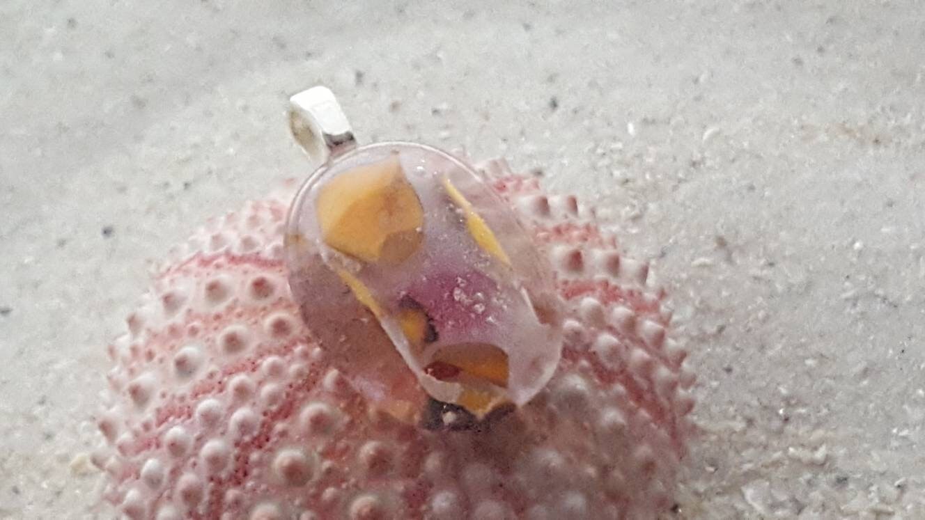 Ocean Coral Seashell Art Glass Handmade Pendant Orange Coral - Etsy