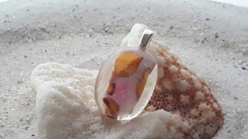 Ocean Coral Seashell Art Glass Handmade Pendant Orange Coral - Etsy