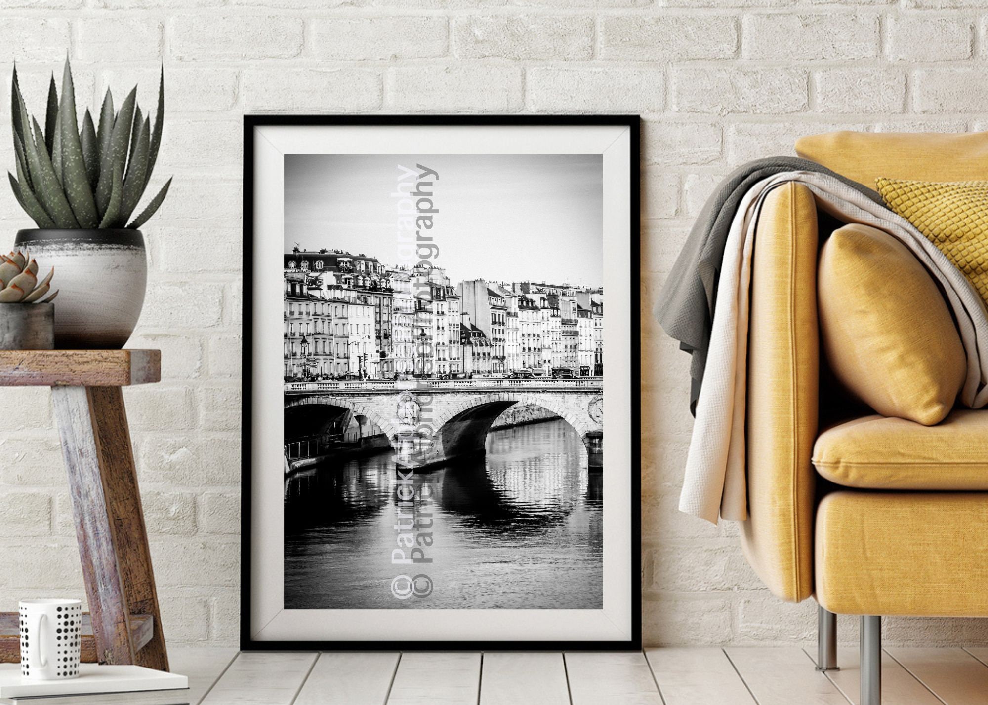 Seine River Vertical French Architecture vertical Paris, France B&W ...