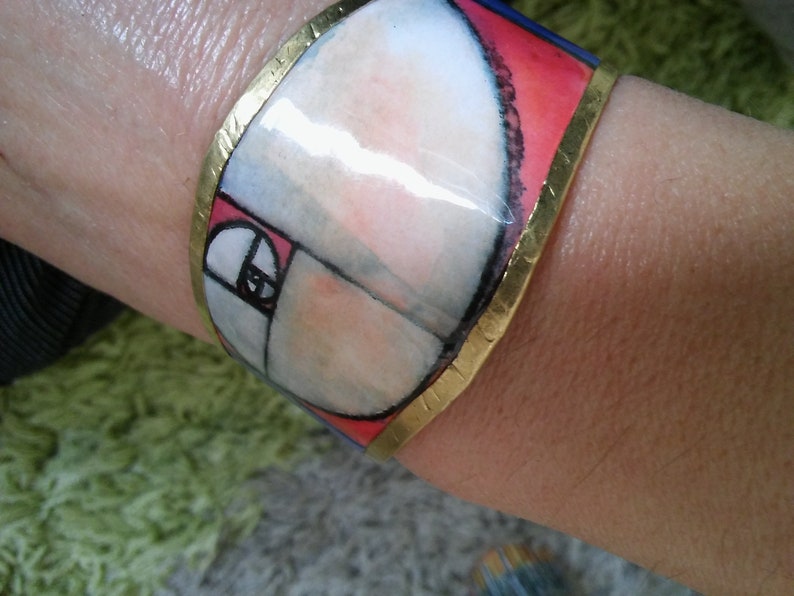 Golden Ratio Bracelet Geometric Pattern Brass Cuff Bracelet, Brass Cuff ...