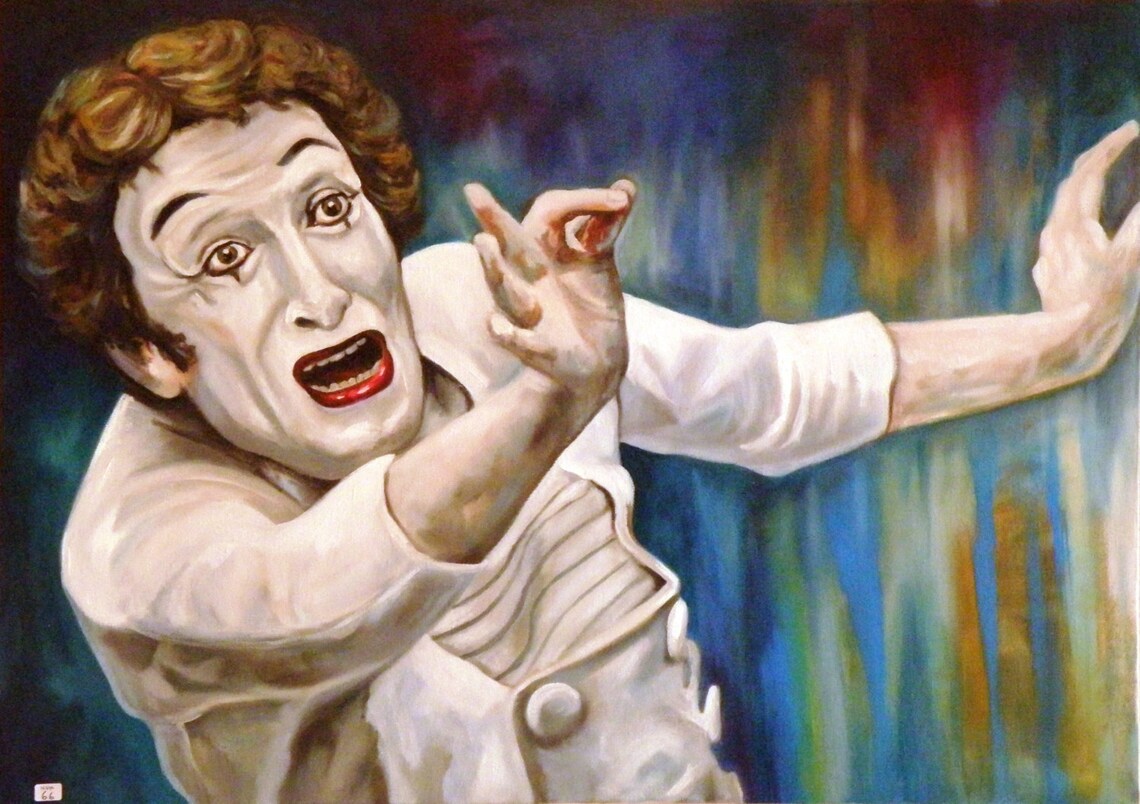 Portrait Marcel Marceau Fine Art Painting Peinture à lhuile - Etsy France