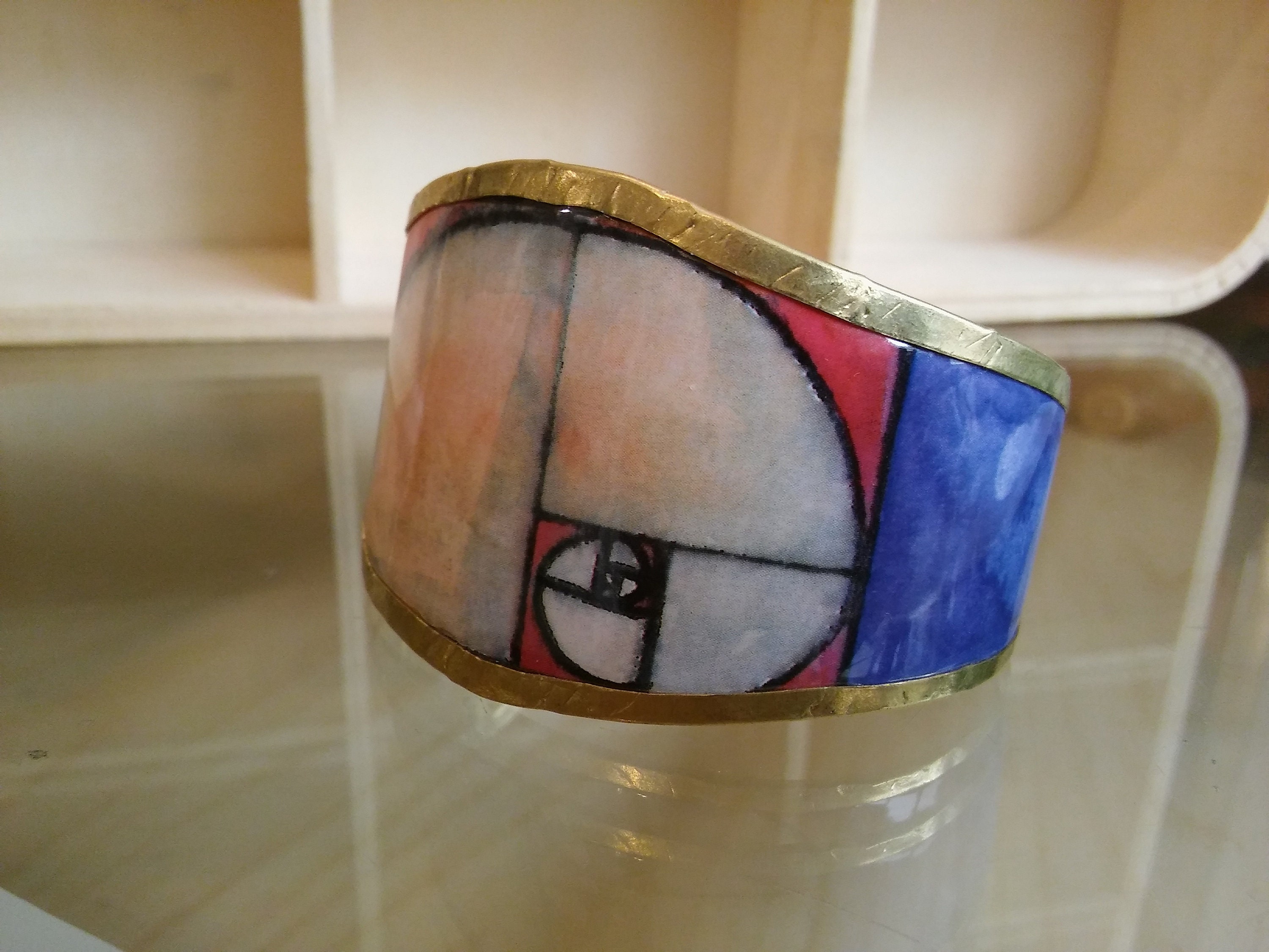 Golden Ratio Bracelet Geometric Pattern Brass Cuff Bracelet, Brass Cuff ...