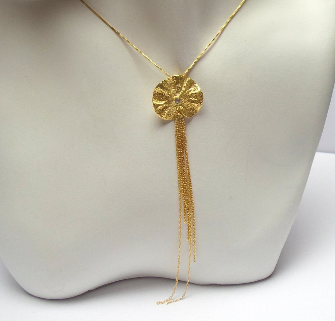 Waterfall Pendant - Gold Necklace - 18 K Gold Pendant - Wedding Pendant ...