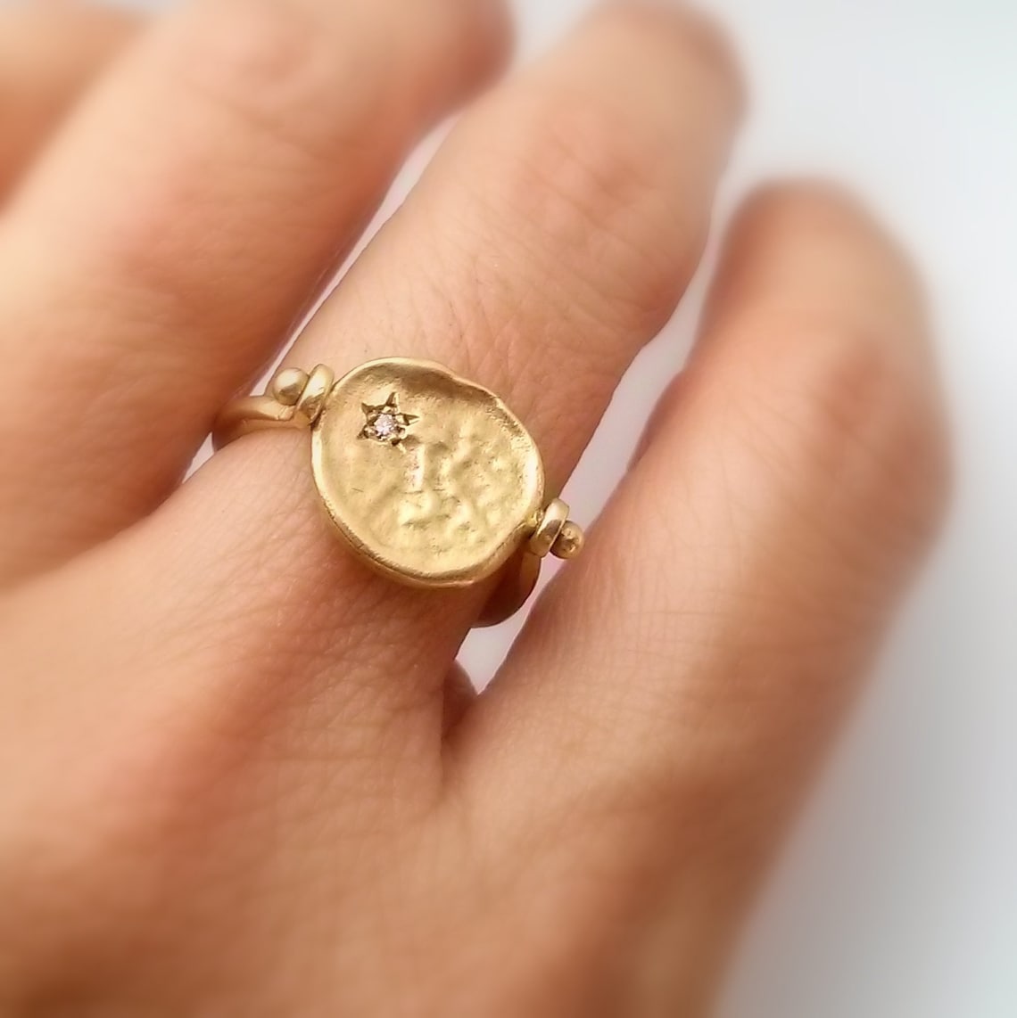 Coin Ring Gold Ring 18K Gold Ring Diamond Ring 18k - Etsy