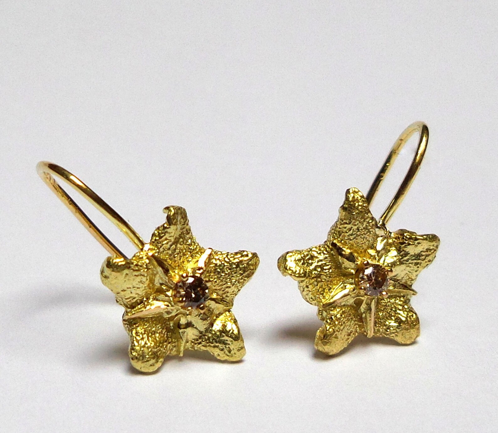 Stars Earrings Gold Earrings 18K Gold Earrings Diamonds | Etsy