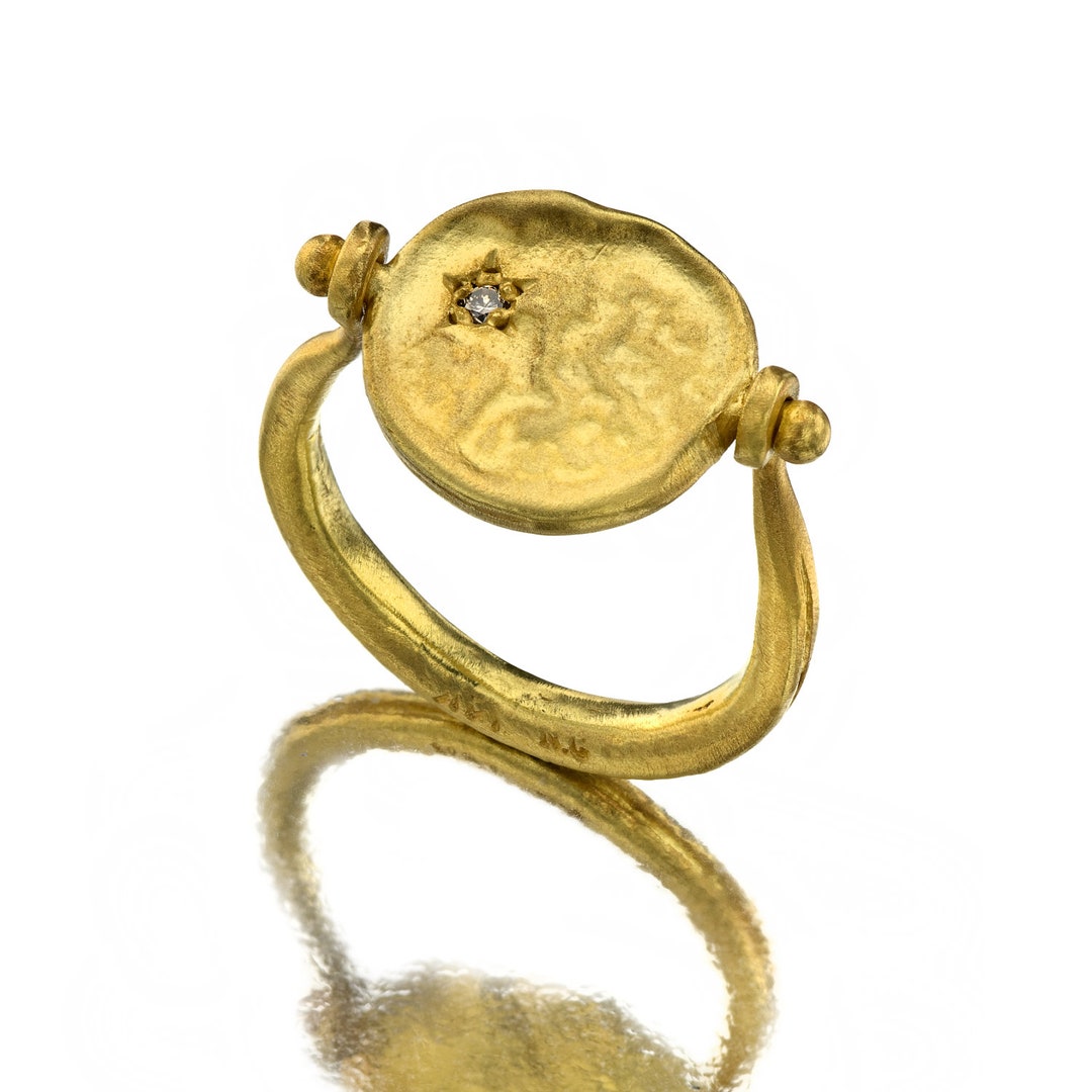 Coin Ring - Gold Ring - 18K Gold Ring - Diamond Ring - 18k Ring ...