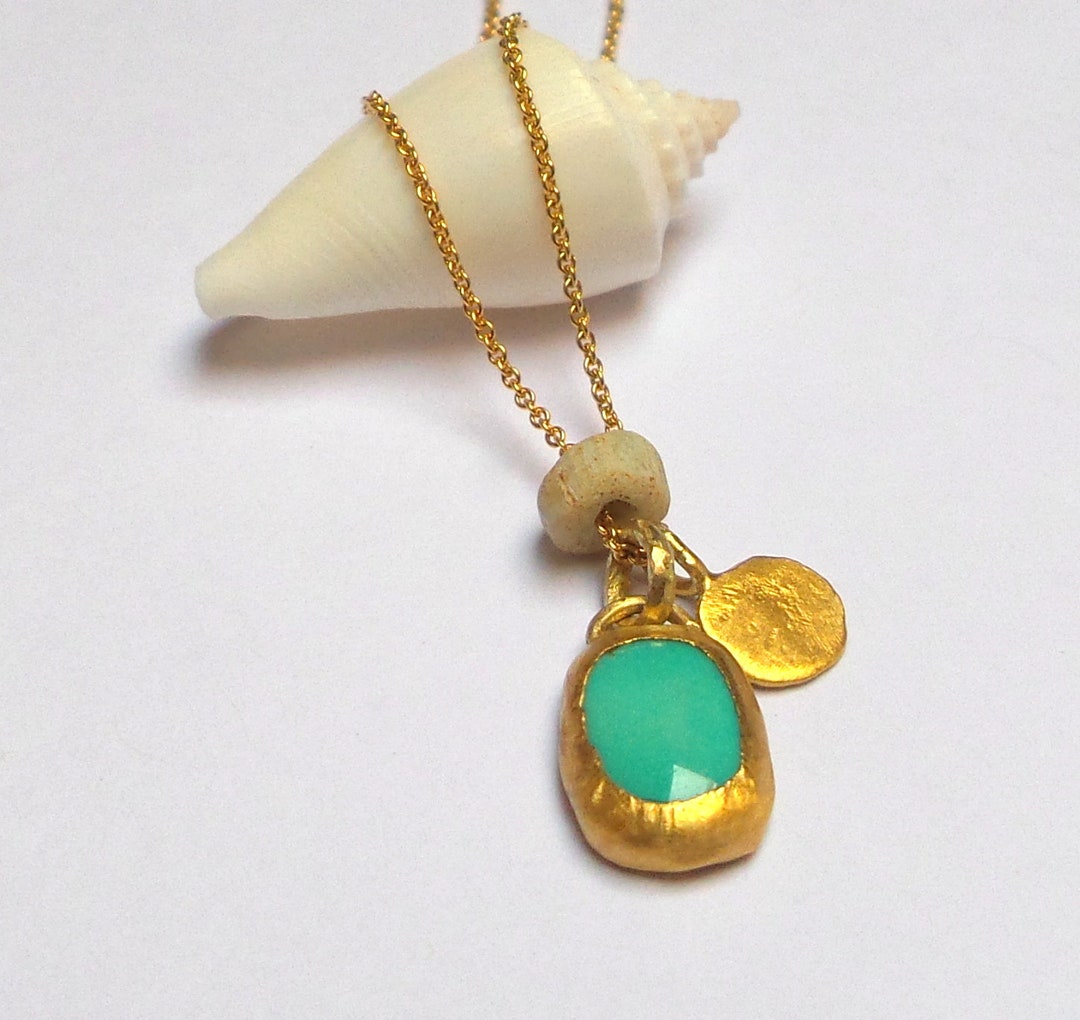 Turquoise Pendant - Gold Pendant - 24 K Gold Pendant - Turquoise ...