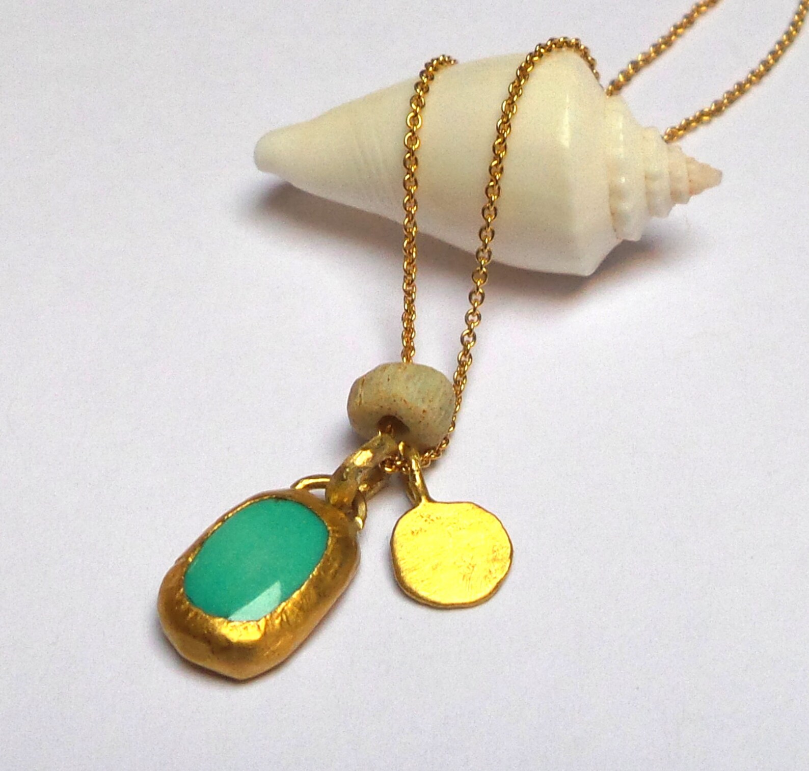 Turquoise Pendant - Gold Pendant - 24 K Gold Pendant - Turquoise ...