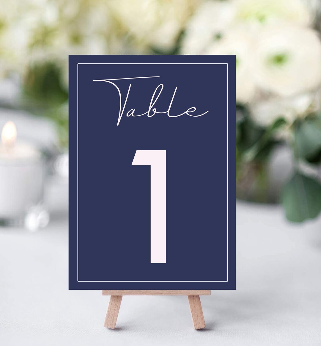 Navy Classic Wedding Table Number Cards, Table Name, Wedding Decor ...