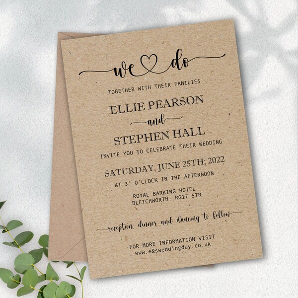 Kraft Wedding Invitation - Etsy