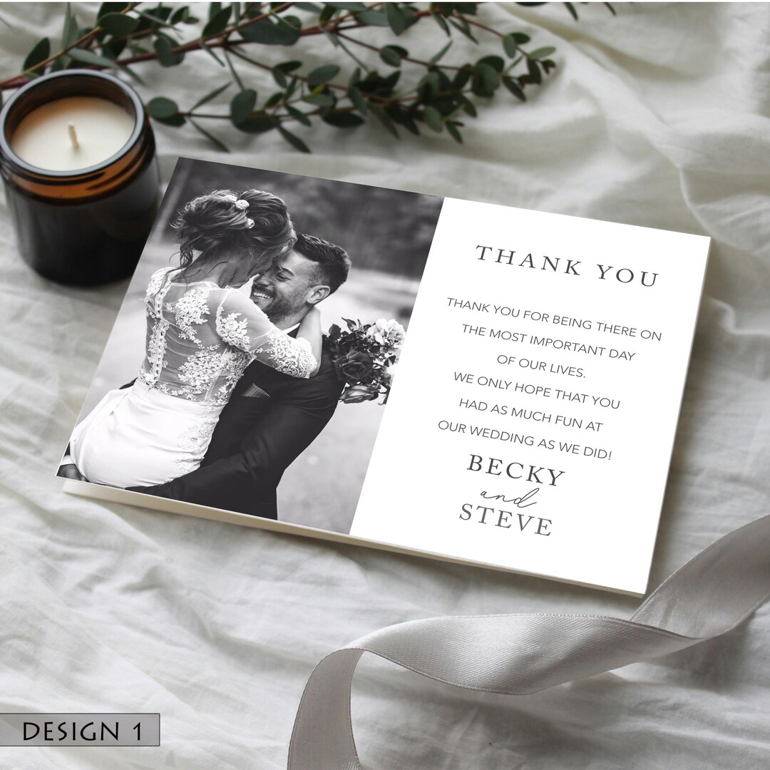 Wedding Thank You Cards With Photo, Personalised Cards, Wedding Thank ...