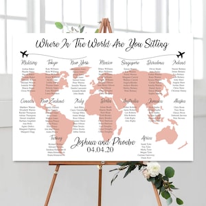 Printed World Map Any Colour Personalised Wedding Table Seating Plan ...