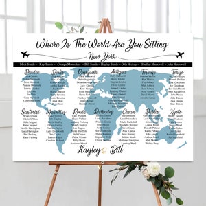 Printed World Map Any Colour Personalised Wedding Table Seating Plan ...
