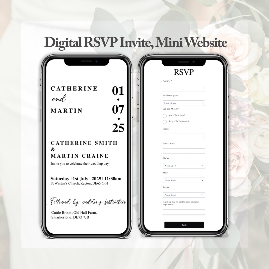 Simple Online RSVP Digital Wedding Invitation, Website Link ...