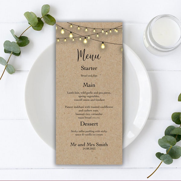 Wedding Menu - Etsy UK