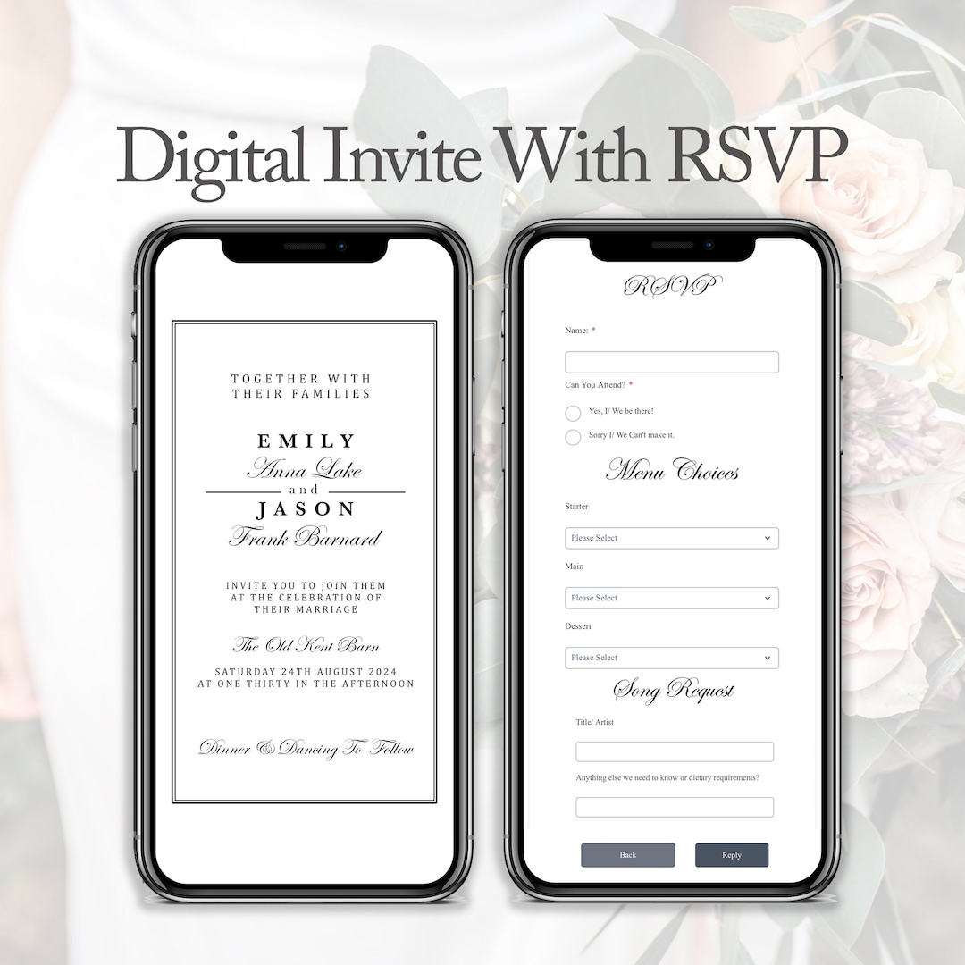 Digital Wedding Invitation | Online RSVP | Website Link | Classic ...