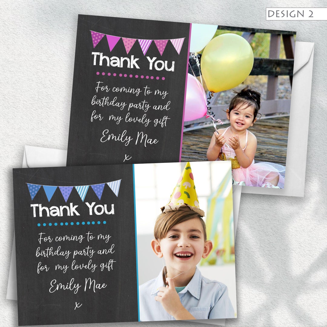 Kid's Birthday Thank You Cards, Children's Thank You Card With Photo ...