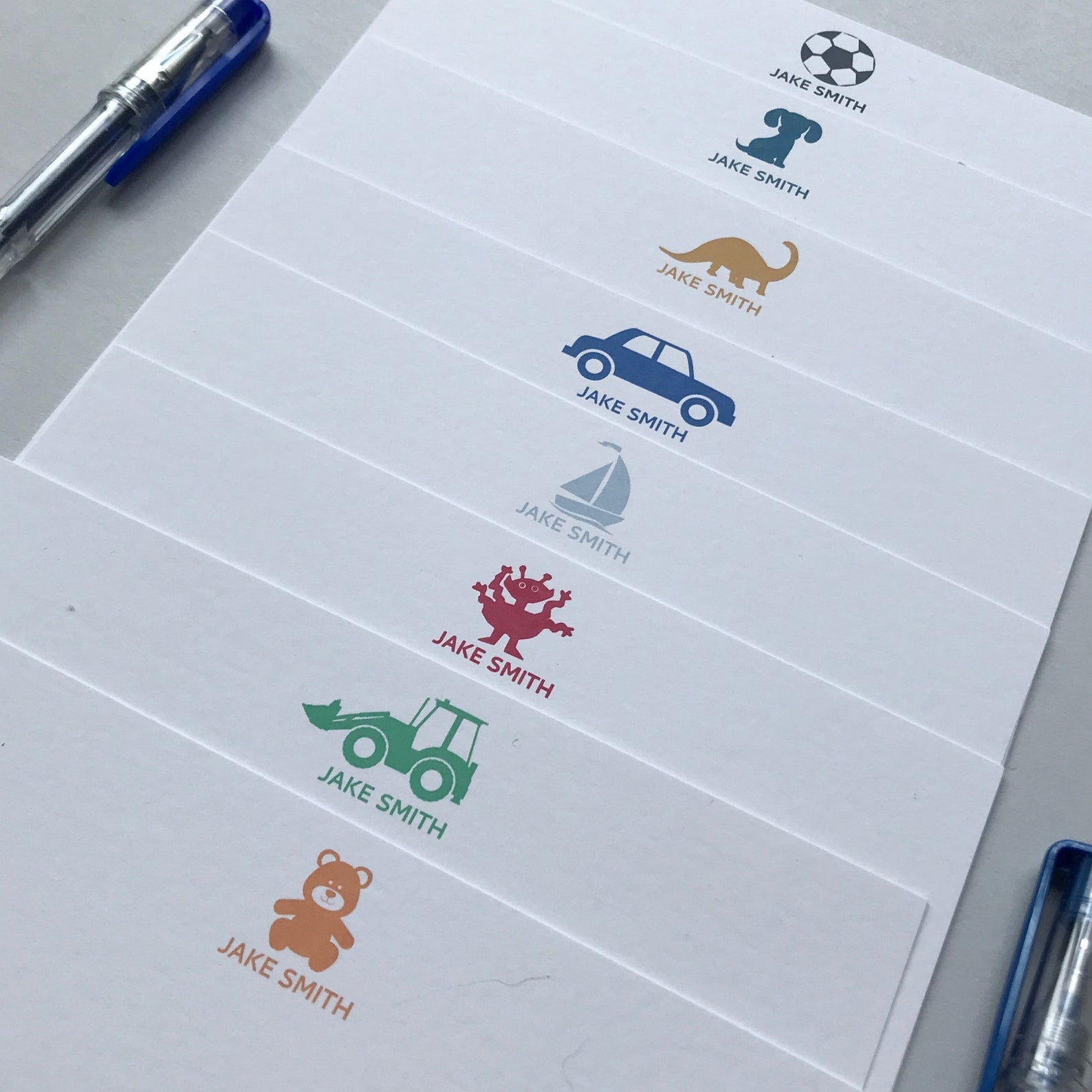 Set of 15 Boys Personalized Personalised Kids Stationary Set Notecards ...