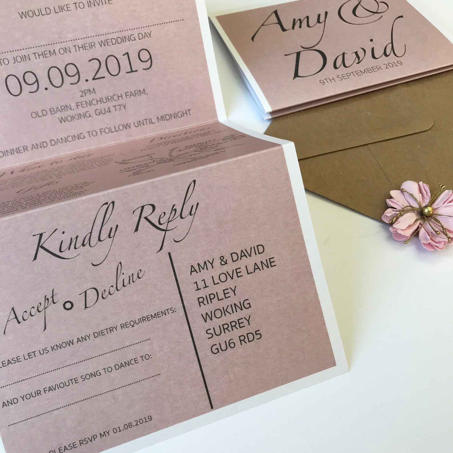 Classic Chic Wedding Concertina Invitation Invites - Etsy UK