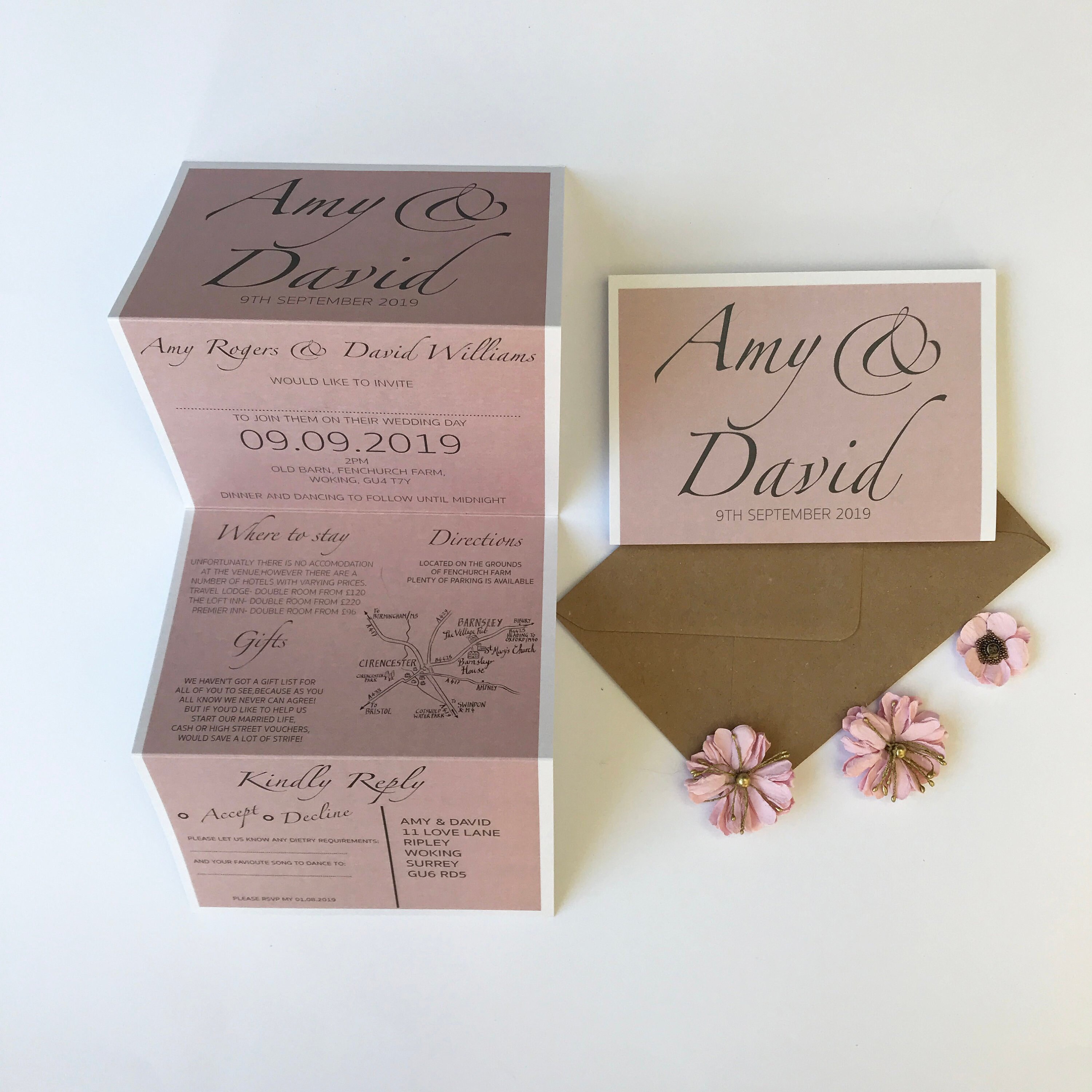 Classic Chic Wedding Concertina Invitation Invites - Etsy UK
