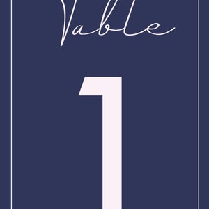 Navy Classic Wedding Table Number Cards, Table Name, Wedding Decor ...
