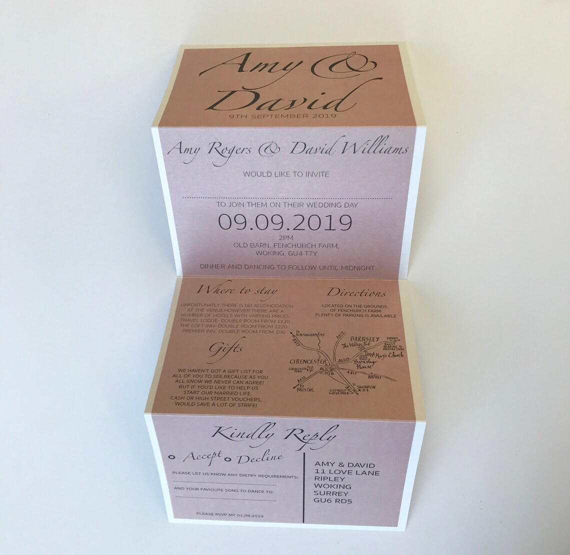 Classic Chic Wedding Concertina Invitation Invites - Etsy UK