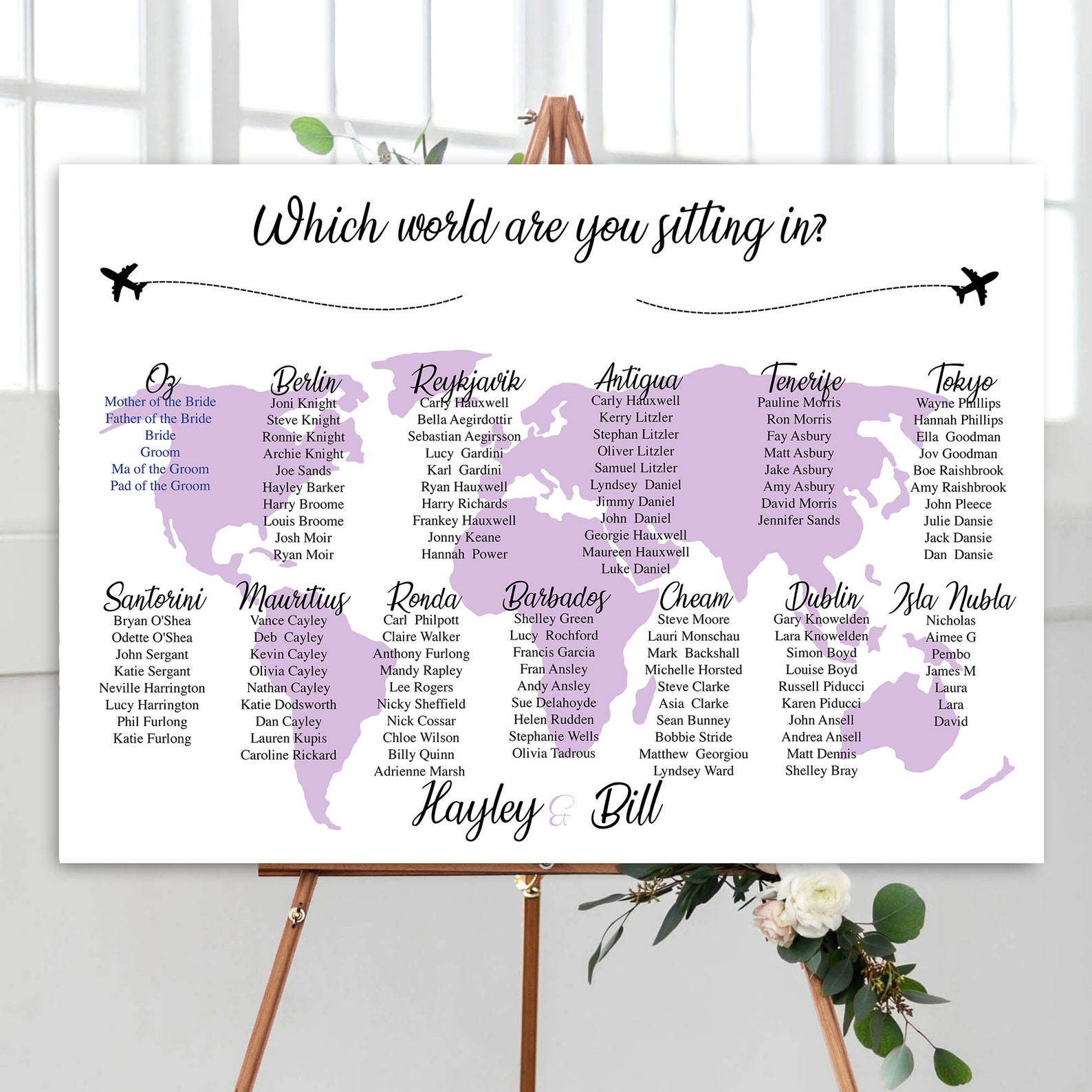 Printed World Map Any Colour Personalised Wedding Table | Etsy