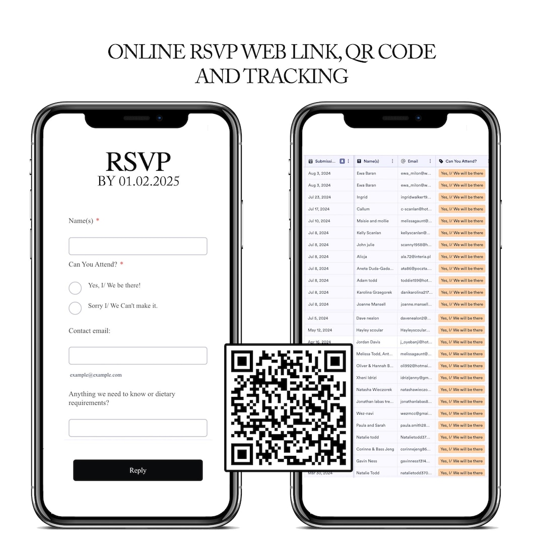 Online Digital RSVP | Digital Rsvp Form | Rsvp QR Code | Wedding RSVP ...