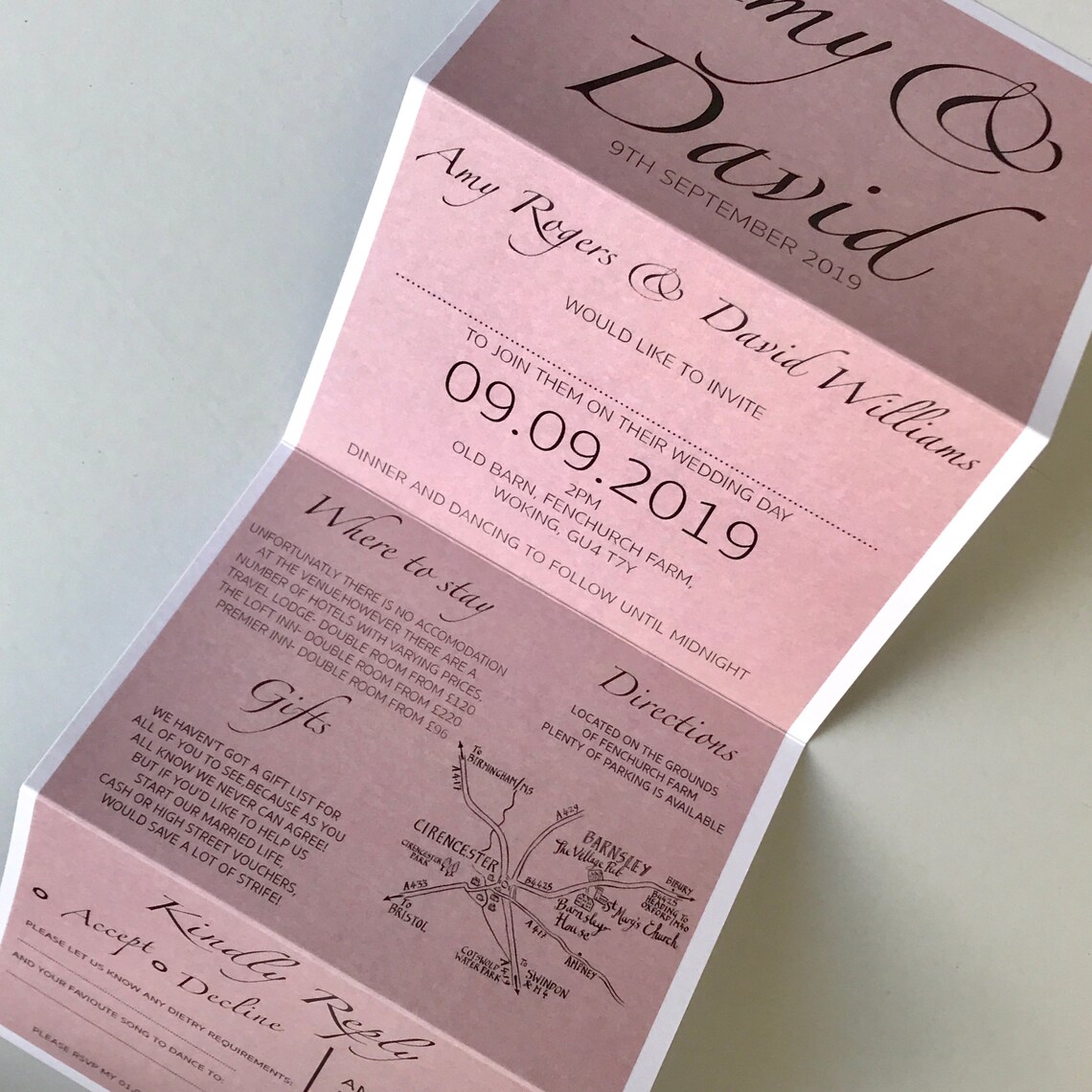 Classic Chic Wedding Concertina Invitation Invites - Etsy UK
