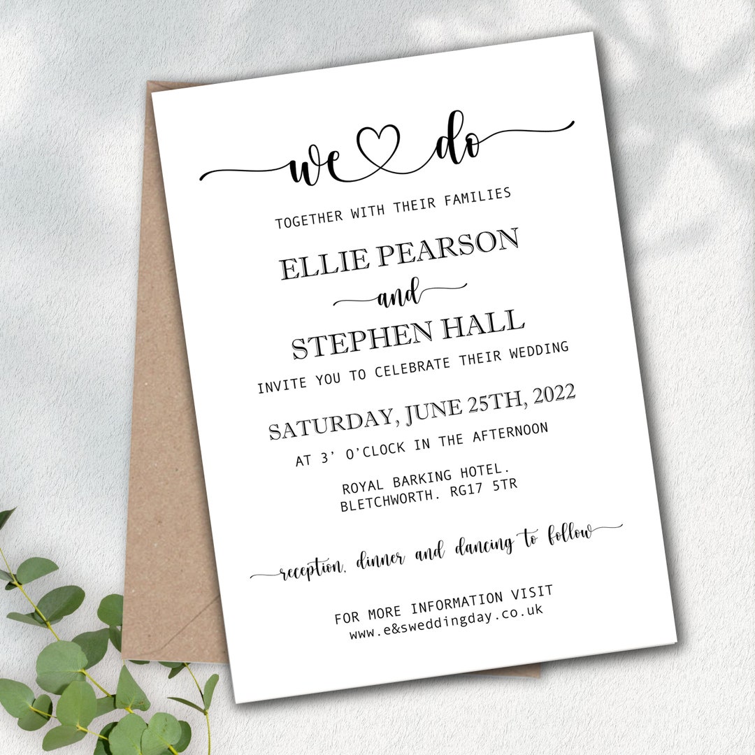 Printed Script Wedding Invitation, Wedding Invite, Wedding Invites ...