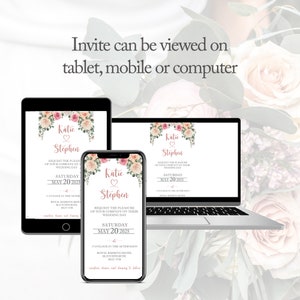 Digital Wedding Invitation | Online RSVP | Website Link | Rose Gold ...