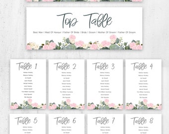 Vintage Style Wedding Table Plan Cards Pink Planner Seating - Etsy UK
