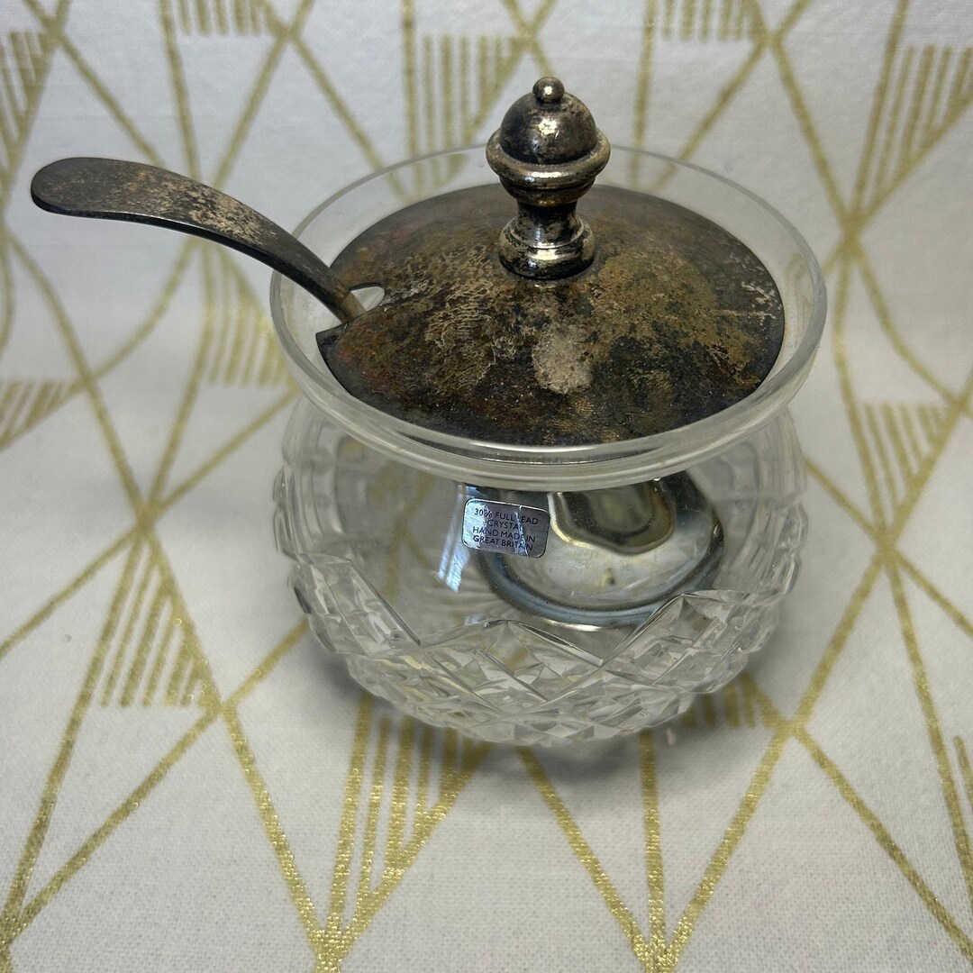 Vintage Stuart Crystal Sugar Bowl With Silver Lid and Spoon Britain - Etsy
