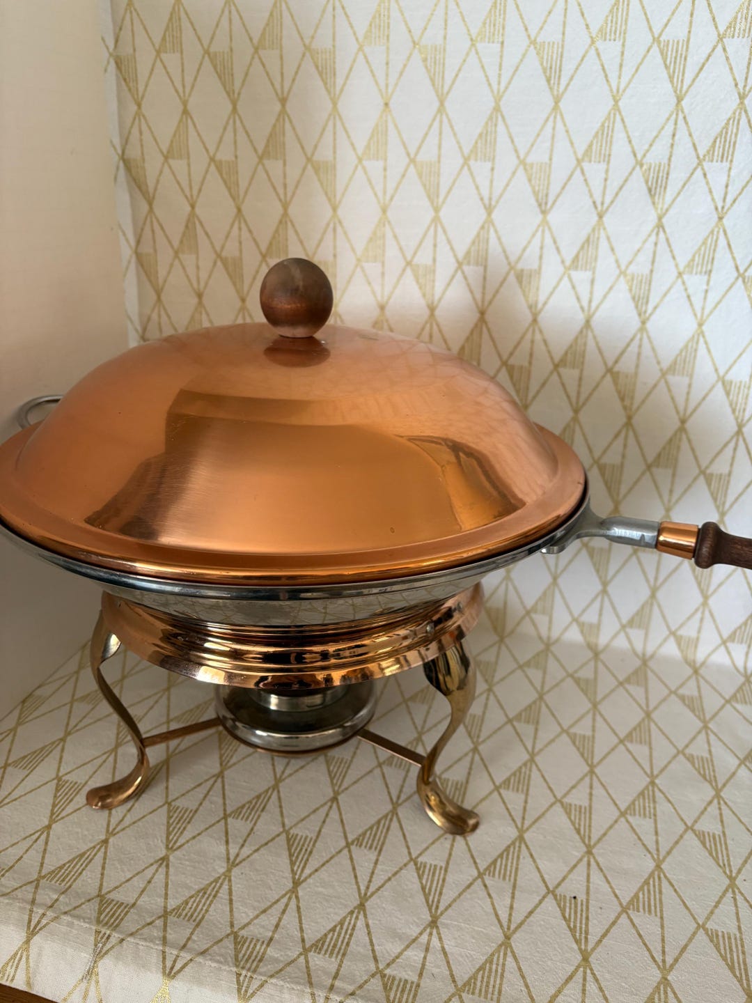 Vintage Large Copper Chafing Wok With Sterno Holder - Etsy