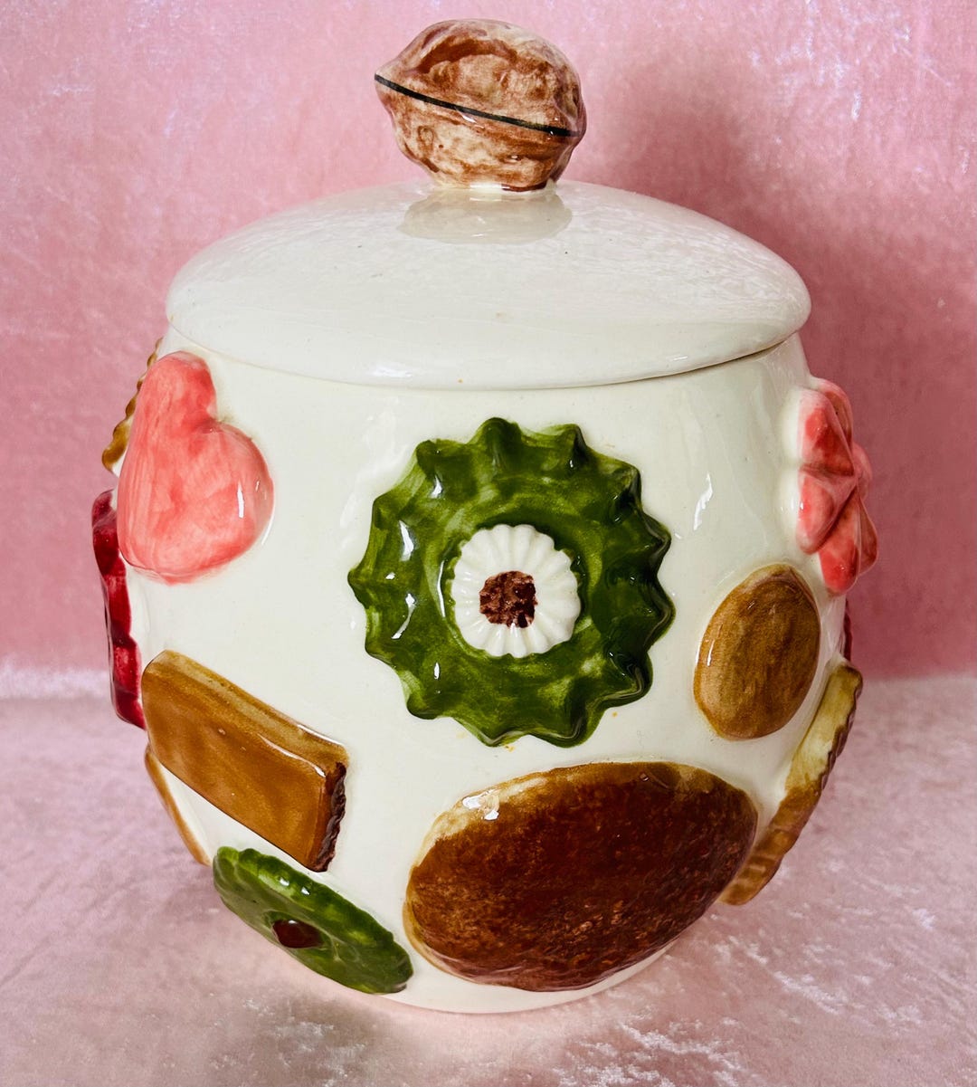 Los Angeles Potteries Cookies All Over Cookie Jar Walnut Lid Rare - Etsy