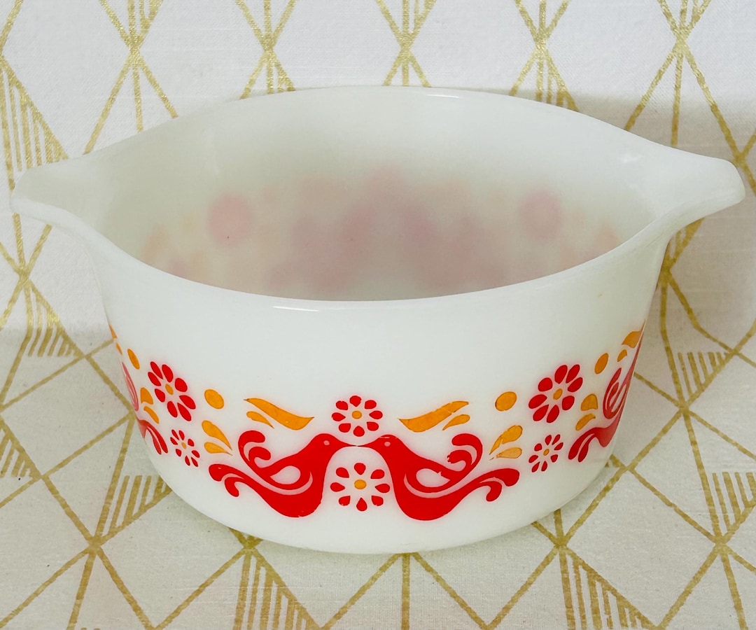 Vintage Pyrex 473 Pyrex Friendship Dish/bowl Orange Red Birds No Lid - Etsy