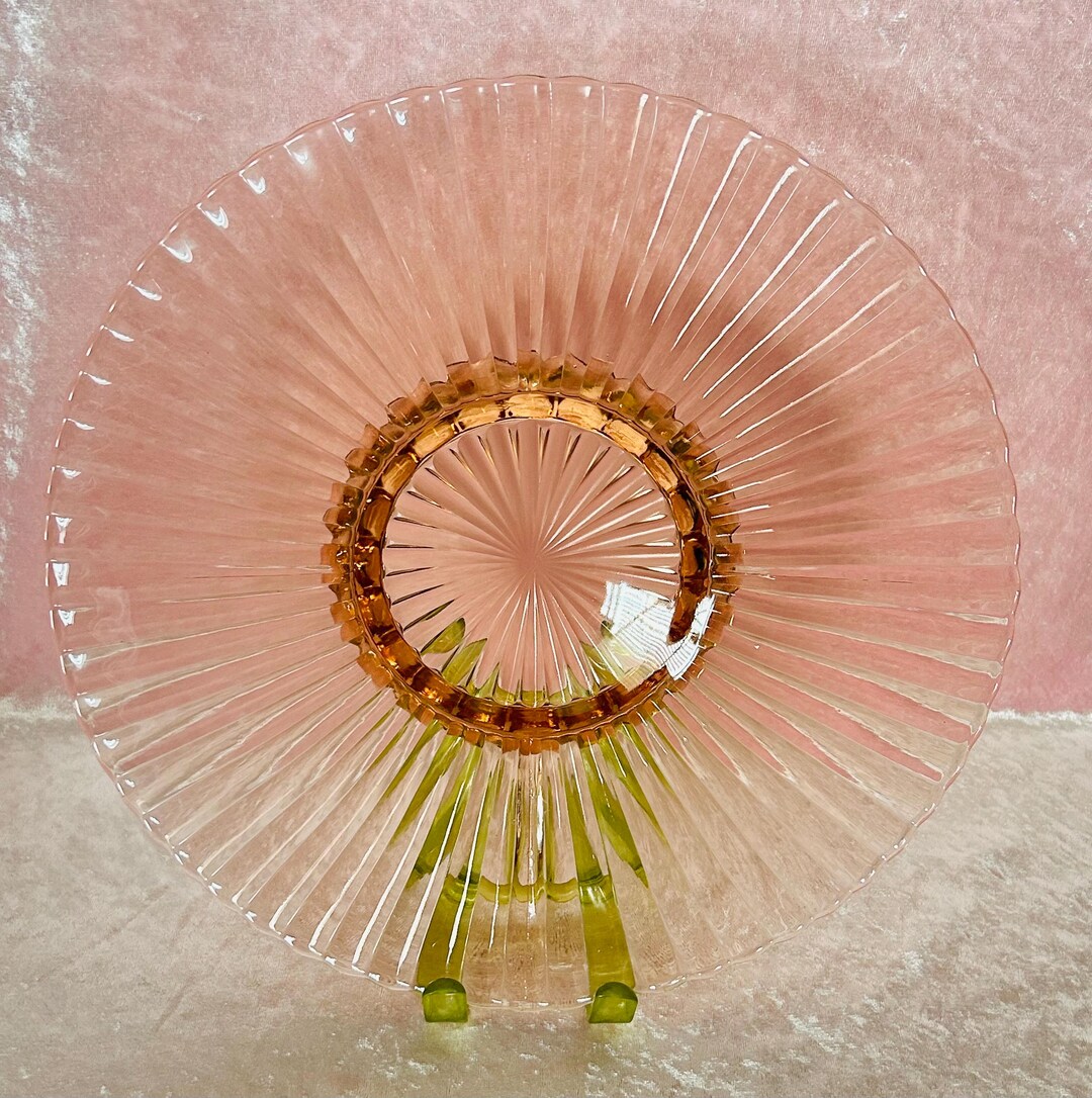 Vintage Pink Depression Glass Plate Footed - Etsy