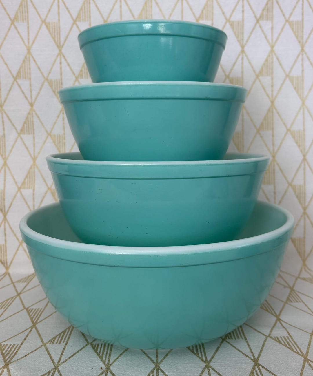 Vintage Pyrex Turquoise (robins Egg Blue) Full Set Nesting Mixing Bowls ...