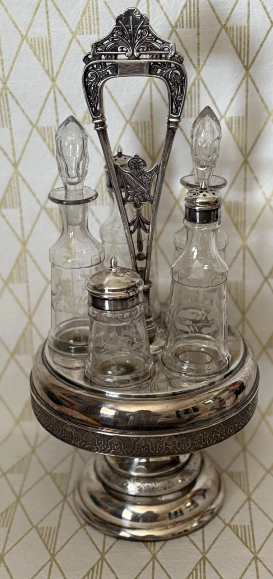 Victorian Silverplated Castor Set of 5 Glass Cruets Jars Antique - Etsy