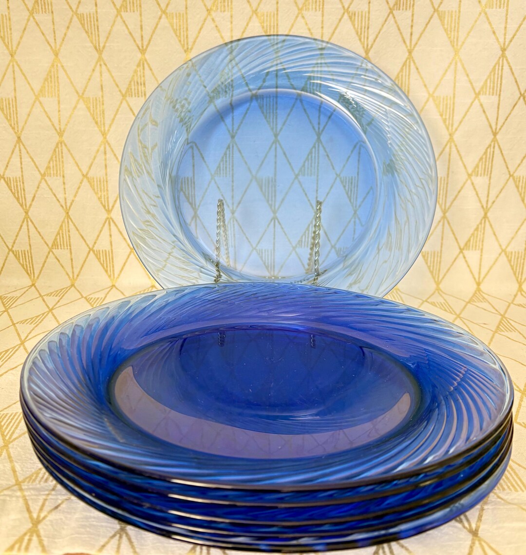 Vintage 6 Cobalt Blue Pyrex Swirl Dinner Plates - Etsy
